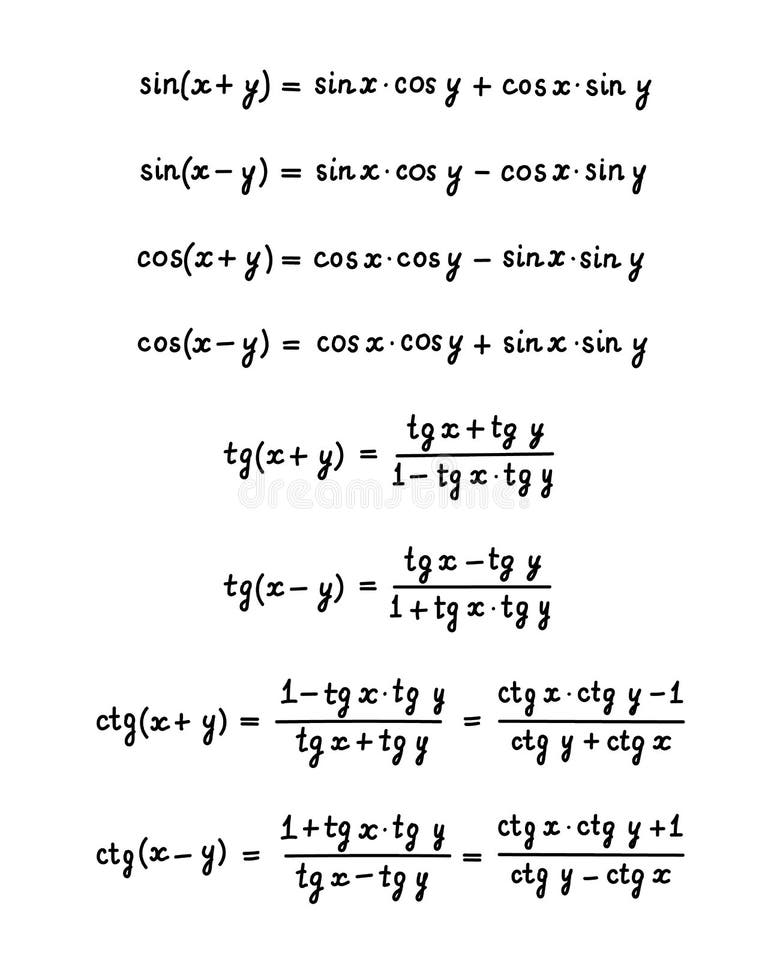 Trigonometric Formulas Stock Illustrations – 121 Trigonometric Formulas ...