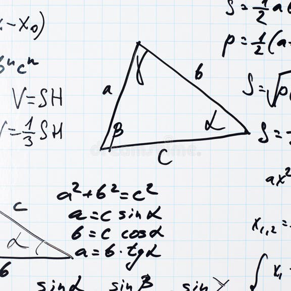 Trigonometry Math Equations and Formulas Stock Photo - Image of ...
