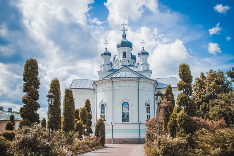 Trigorsky Holy Transfiguration Monastery Stock Image - Image of cloud ...