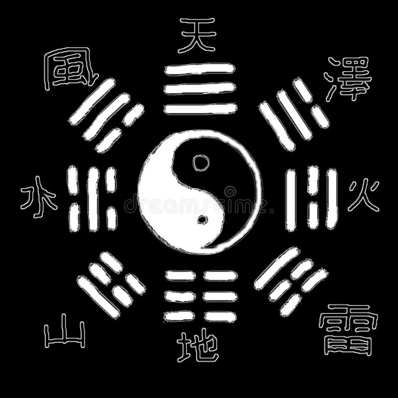 Trigrams en negro stock de ilustración. Ilustración de trueno - 6499224