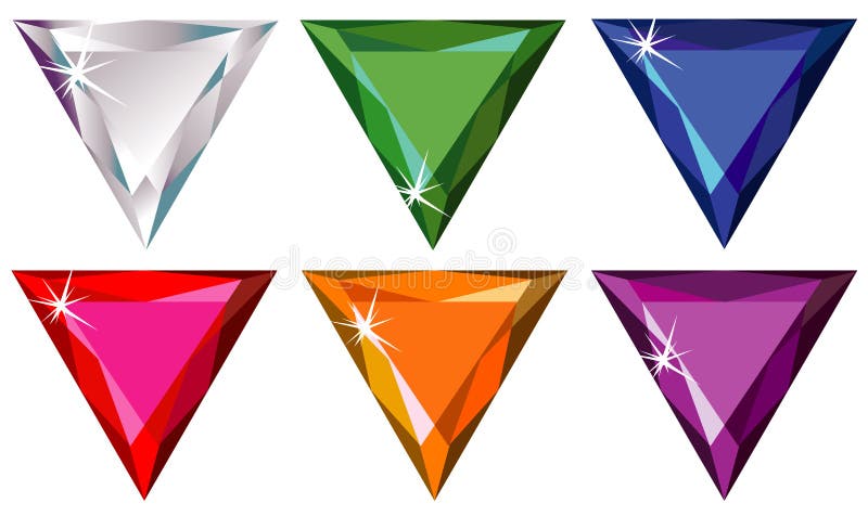 Trillion Cut Precious Stones with Sparkle Stock Vector - Illustration ...