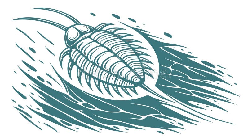 Trilobite Fossil in an Abstract, Dynamic Wave Pattern, Vector Design ...