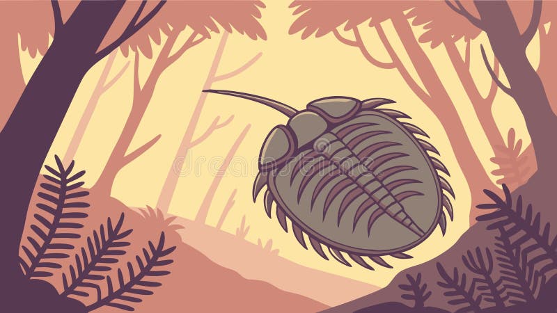 Trilobite Fossil in Forest Vector Illustration, Prehistoric Discovery ...