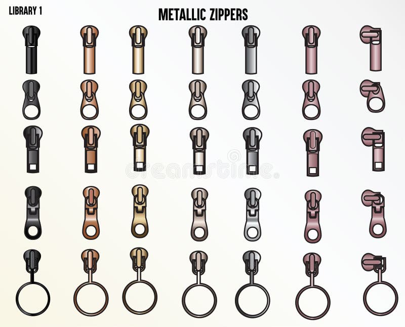 Fashion Design Latest Trend Zipper Slider and Pullers Stock Vector ...
