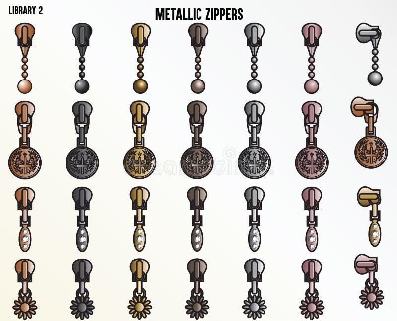 Fashion Design Latest Trend Zipper Slider and Pullers Stock Vector ...