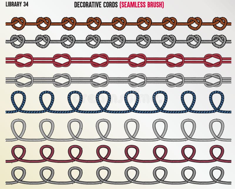 Braided Knitted Woven Pattern Cord, Rope, Cable Seamless Brush Stock ...