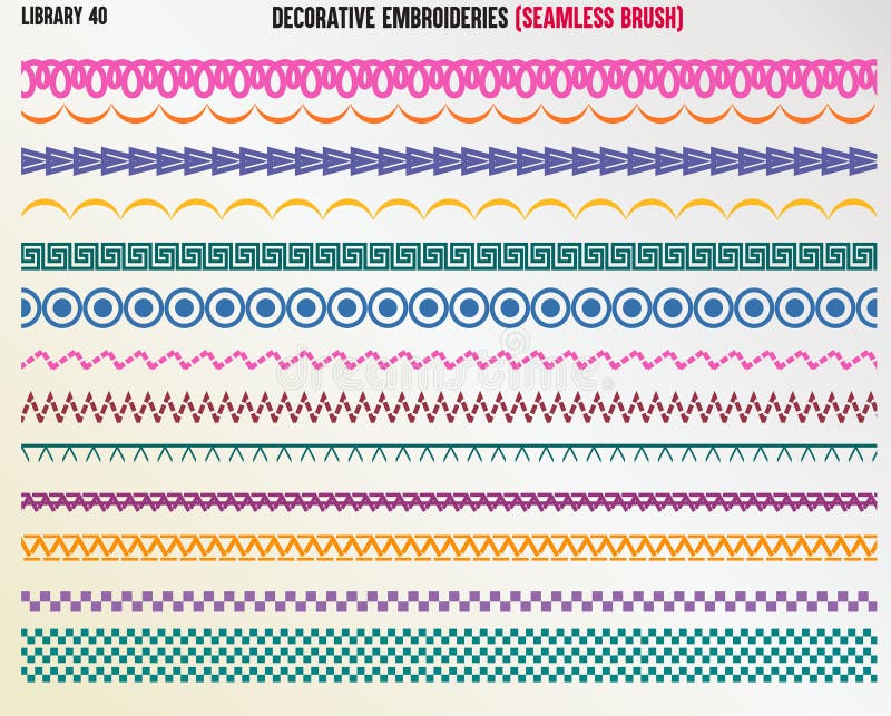 Decorative Embroidery Stitches Seamless Brush Stock Vector ...