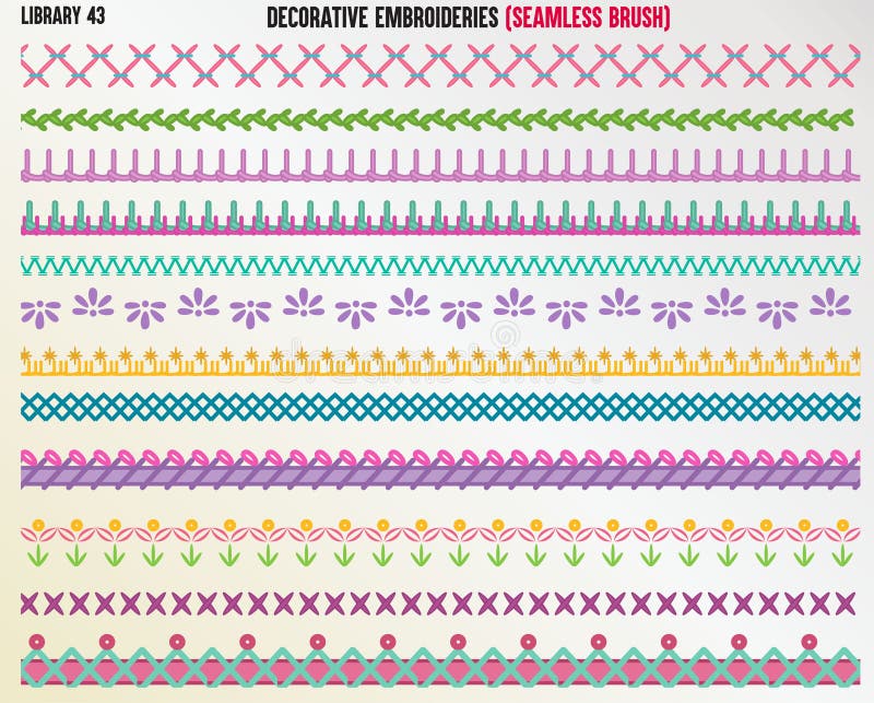 Decorative Embroidery Stitches Seamless Brush Stock Vector ...