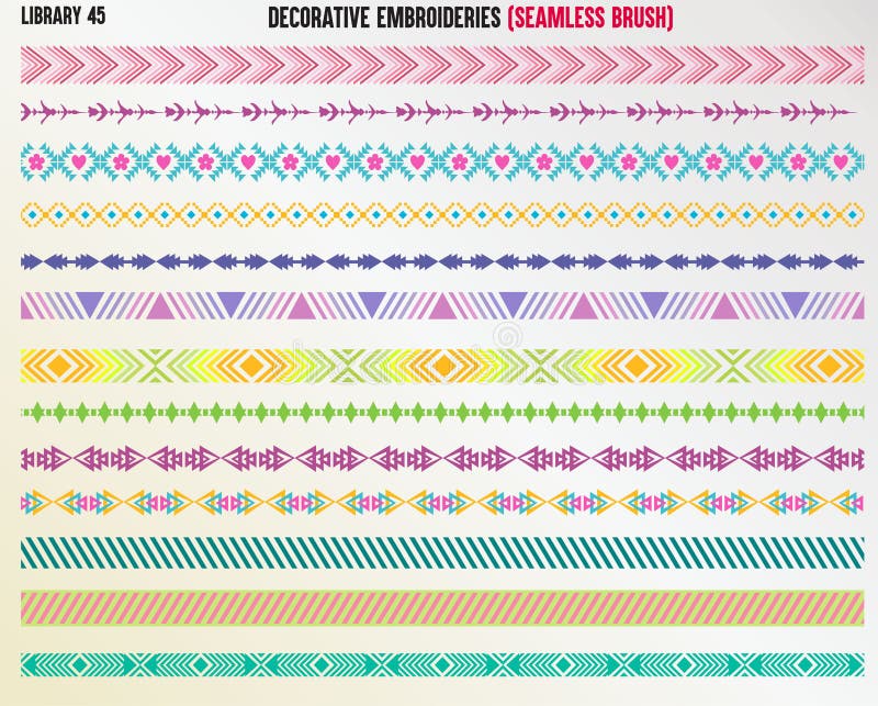 Decorative Embroidery Stitches Seamless Brush Stock Vector ...