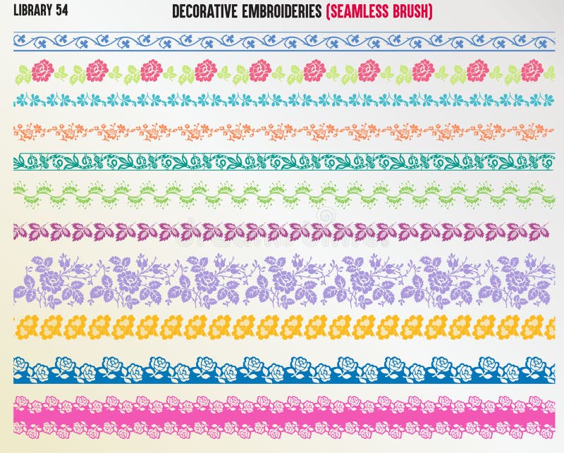 Decorative Embroidery Stitches Seamless Brush Stock Vector ...