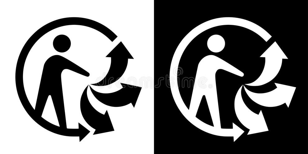 Triman Sign, Triman Recycling Icon Black and White Stock Vector ...