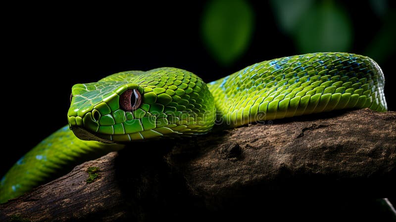 Trimeresurus Puniceus Snake on a Branch, AI Generative Stock ...