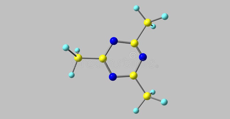 2,4,6-Trimethyl-1,3,5-triazine Molecular Structure Isolated on Grey ...