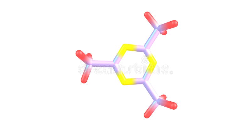 2,4,6-Trimethyl-1,3,5-triazine Molecular Structure Isolated on White ...