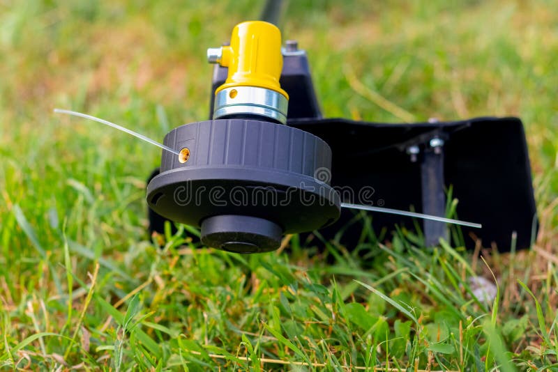 Trimmer for Mowing the Grass in the Garden among the Thick Grass Stock ...