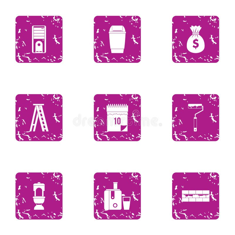 Trimming Icons Set, Grunge Style Stock Illustration - Illustration of ...