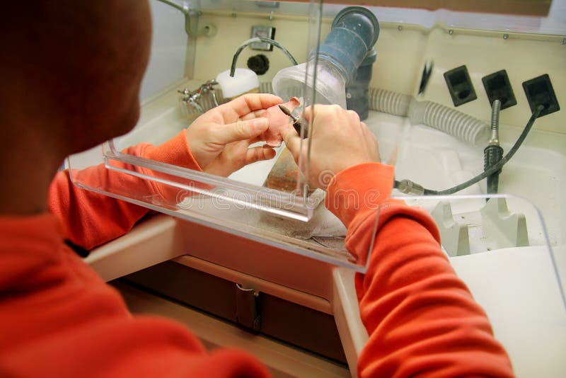 Trimming with Micro Motor Shellac Base Plates Stock Image - Image of ...
