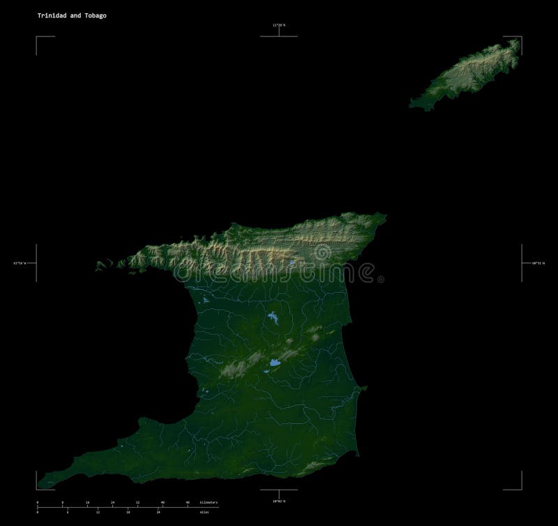Trinidad and Tobago Shape on Black. Physical Stock Illustration ...
