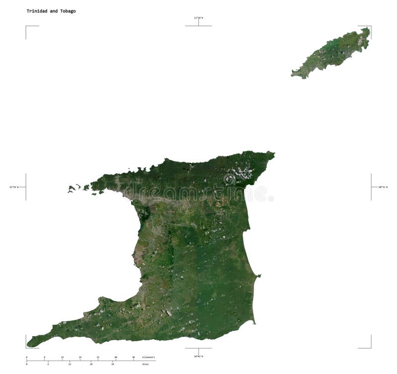 Trinidad and Tobago Shape on White. High-res Satellite Stock ...