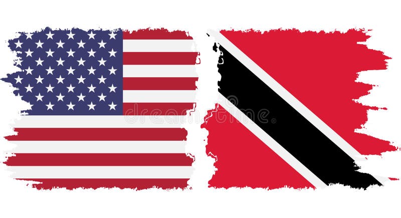 Trinidad and Tobago and USA Grunge Flags Connection Vector Stock ...