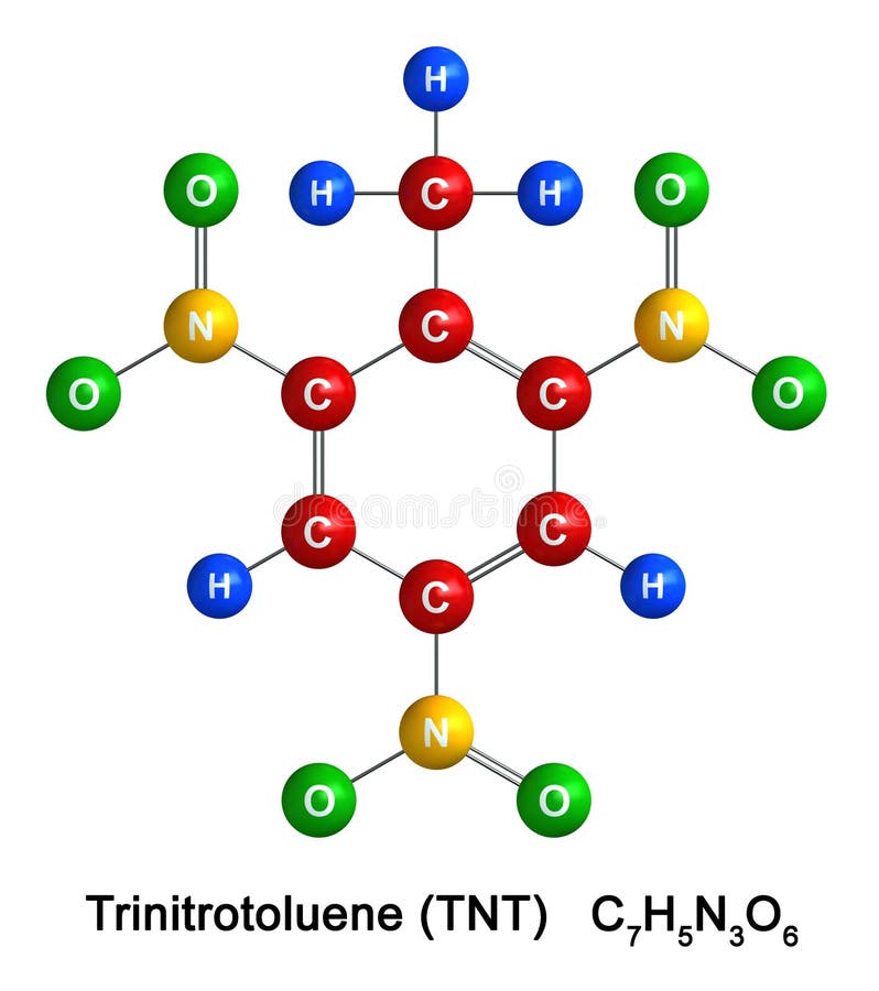 Trinitrotoluene Molecular Structure on White Background Stock ...
