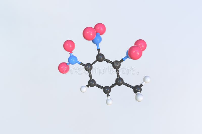 Trinitrotoluene Molecule Made with Balls, Isolated Molecular Model. 3D ...