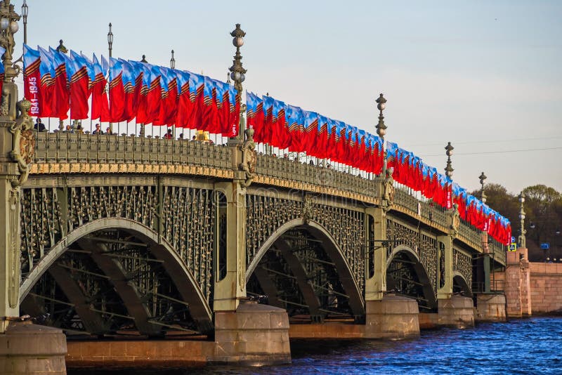 Trinity Bridge Across the Neva River. Stock Photo - Image of religion ...