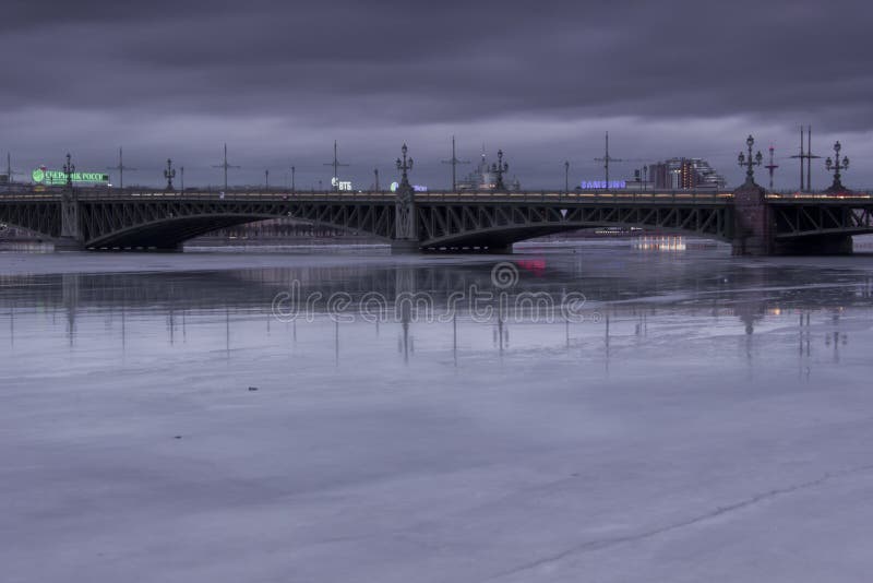 Trinity Bridge, St. Petersburg ,Russia Editorial Photography - Image of ...