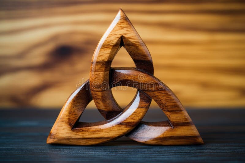 A Trinity Knot Carved on Wooden Surface Stock Photo - Image of detail ...