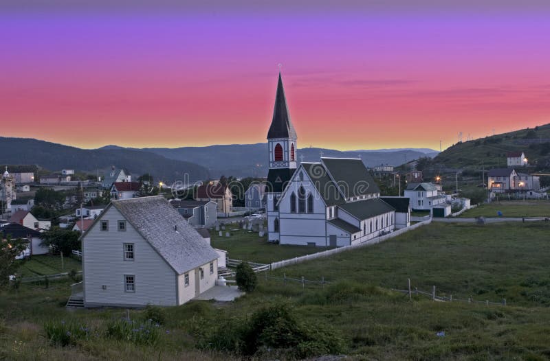 Trinity, Newfoundland, Canada at Sunset Stock Photo - Image of town ...