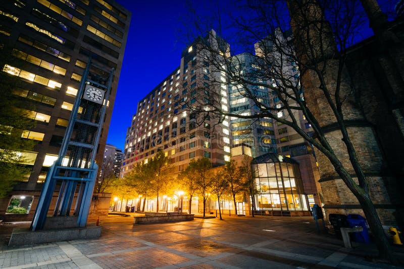 Trinity Square at Night, in Toronto, Ontario. Stock Photo - Image of ...