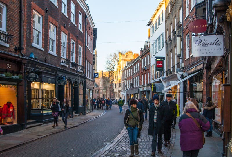 Trinity Street with Lots of Shops and Cafes Editorial Stock Image ...