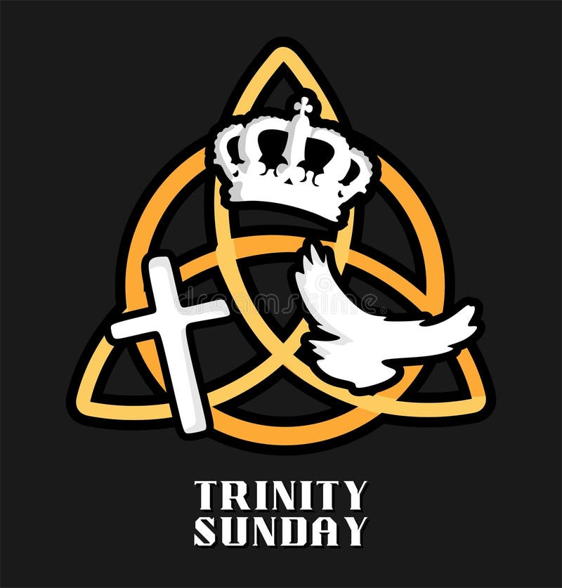 Trinity Sunday with Cross, Dove and Crown Stock Illustration ...