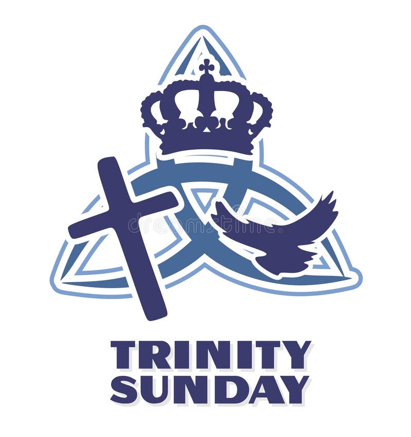 Trinity Sunday with Cross, Dove and Crown Stock Illustration ...