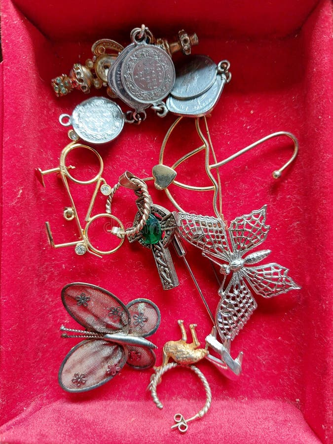 Trinkets in a box stock image. Image of keepsakes, pink - 250635677
