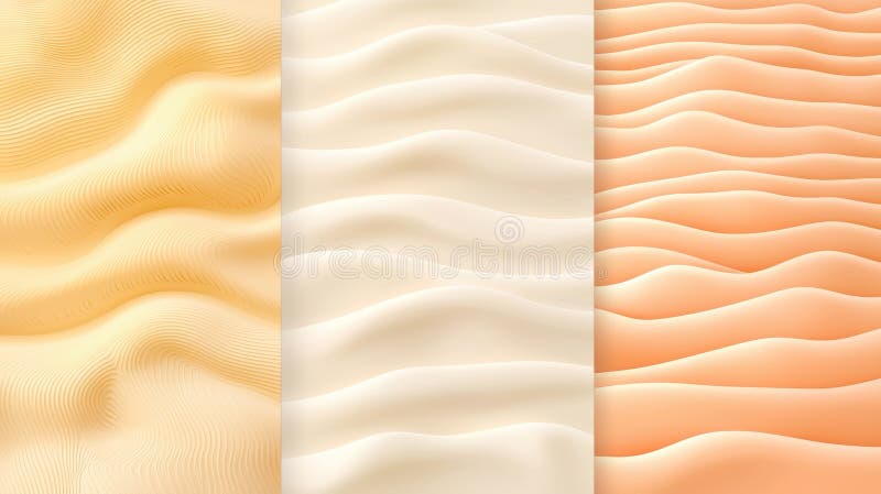 A Trio of Abstract Wave Patterns in Yellow, White, and Peach. Stock ...