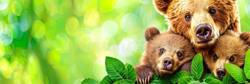 A Trio of Bears Standing Side by Side in a Row Stock Illustration ...