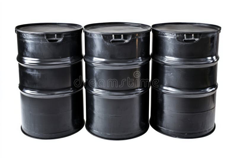 Three Black Metal Barrels on White Background. Neural Network AI ...