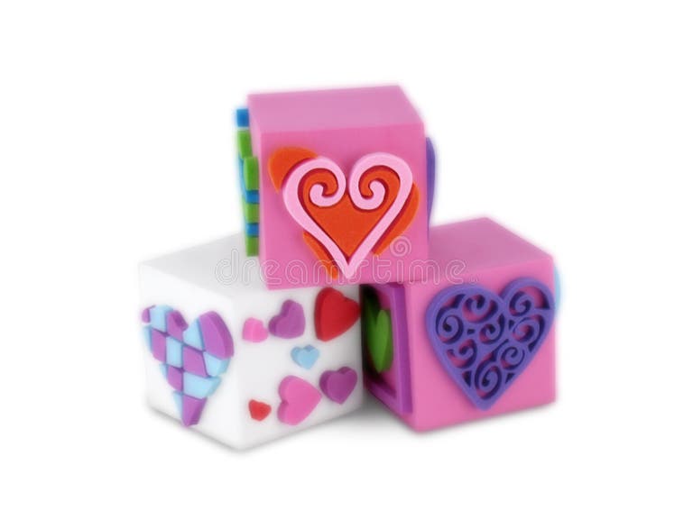 Trio Blocks of Hearts stock image. Image of decorative - 1989183