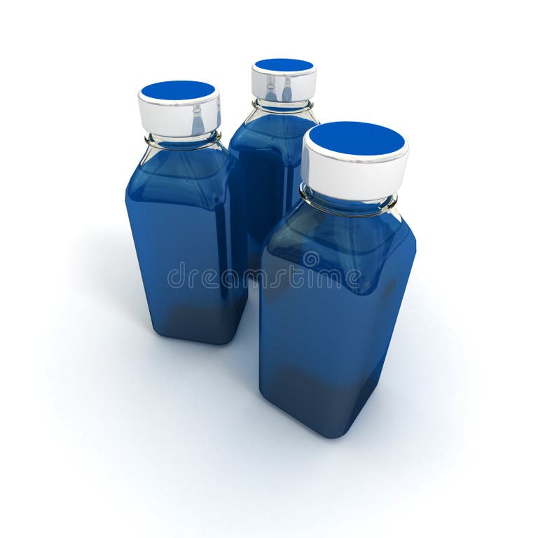 Trio of Blue Little Bottles Stock Illustration - Illustration of ...