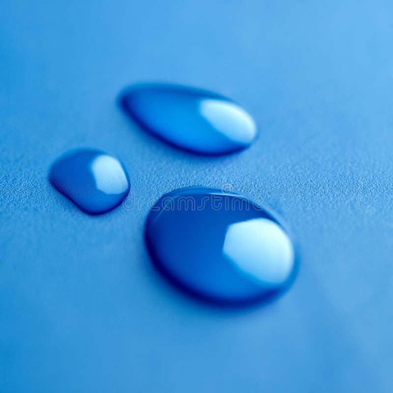 Trio in Blue. Shot of Drops of Water. Stock Image - Image of ...