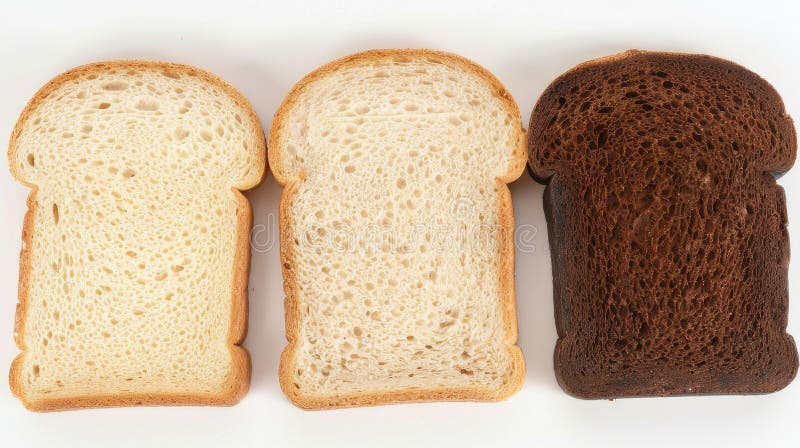 Trio of Bread Slices Dance on White Canvas Stock Photo - Image of ...