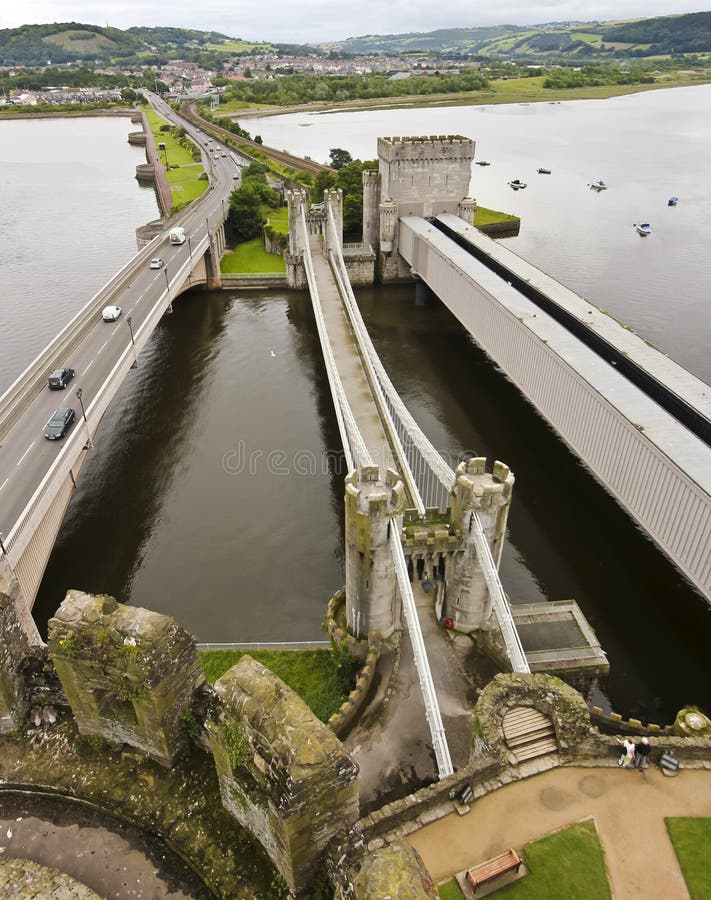 A Trio of Bridges To Conwy Castle Editorial Stock Image - Image of ...