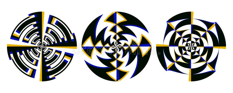 A Trio of Circular Abstract Designs with Intricate Optical Illusions ...