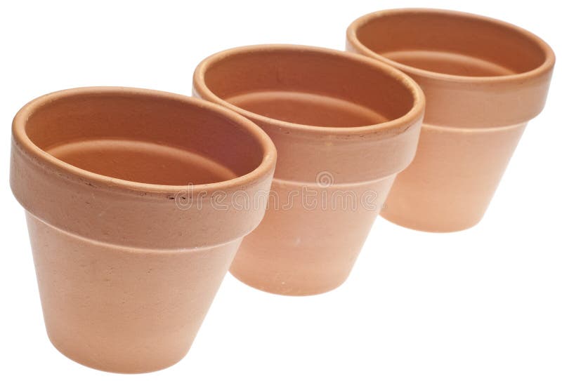 Trio of Clay Pots stock photo. Image of clipping, clay - 17026696