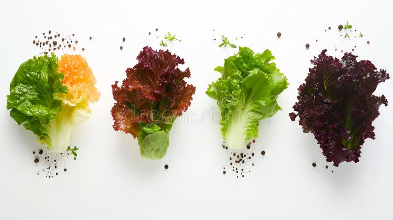 A Trio of Colorful Lettuce Varieties, Each Leaf Offering a Unique ...