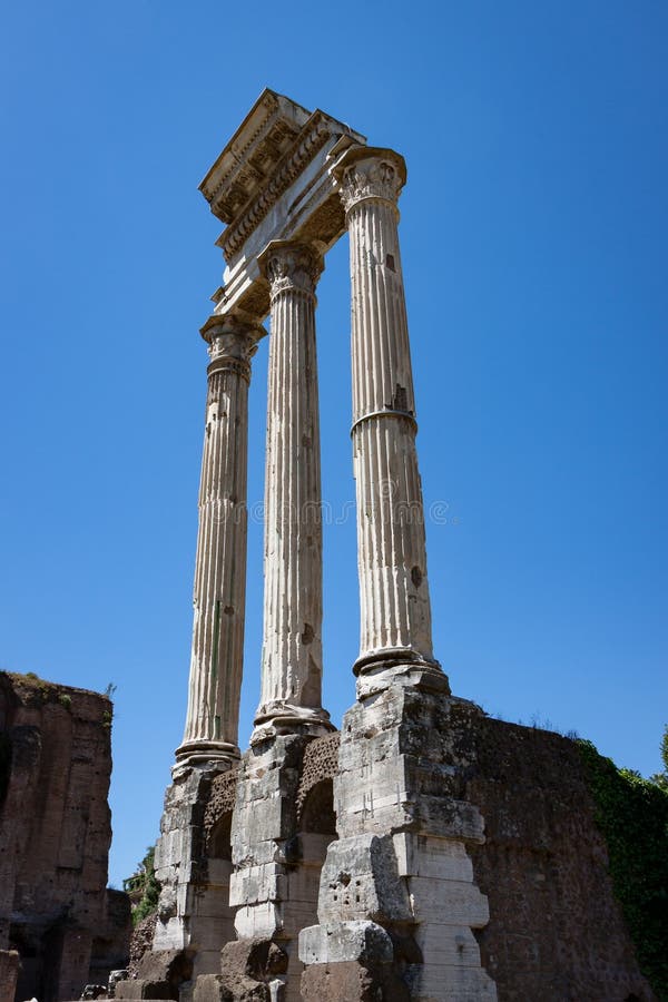 A Trio of Columns Stands in the Ruins of Rome`s Forum Stock Image ...