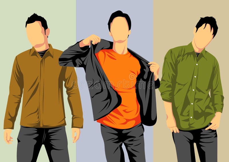 Trio cool guy stock vector. Illustration of pose, masculine - 7647679