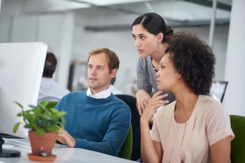 Trio of Creative Thinkers. a Group of Creative Businesspeople Working ...