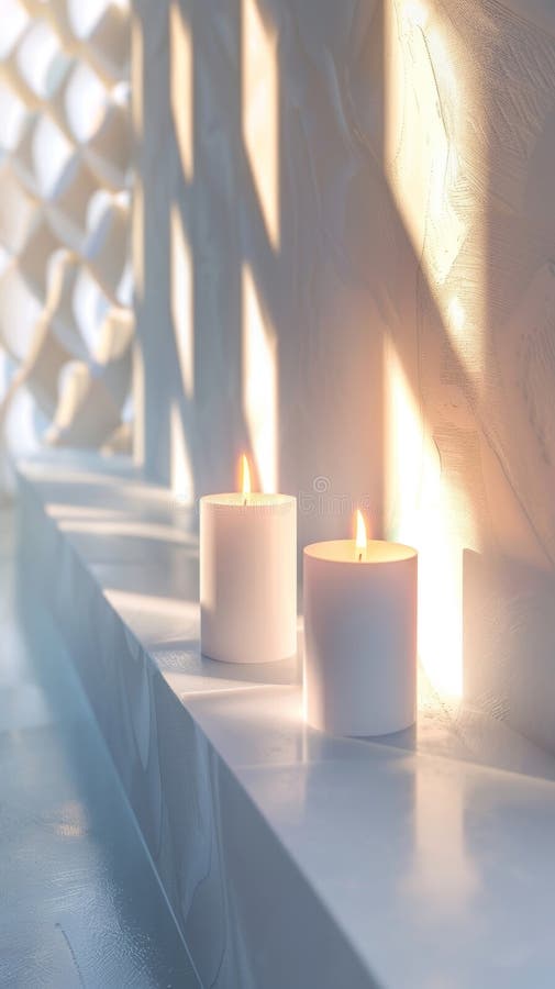 A Trio of Cylindrical Candles with Angular Patterns Casting a ...